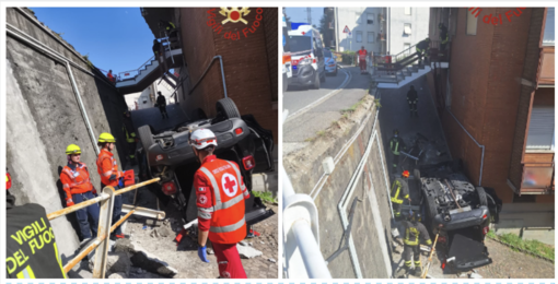 Como, vola con l'auto nel cortile di un edificio: automobilista ...